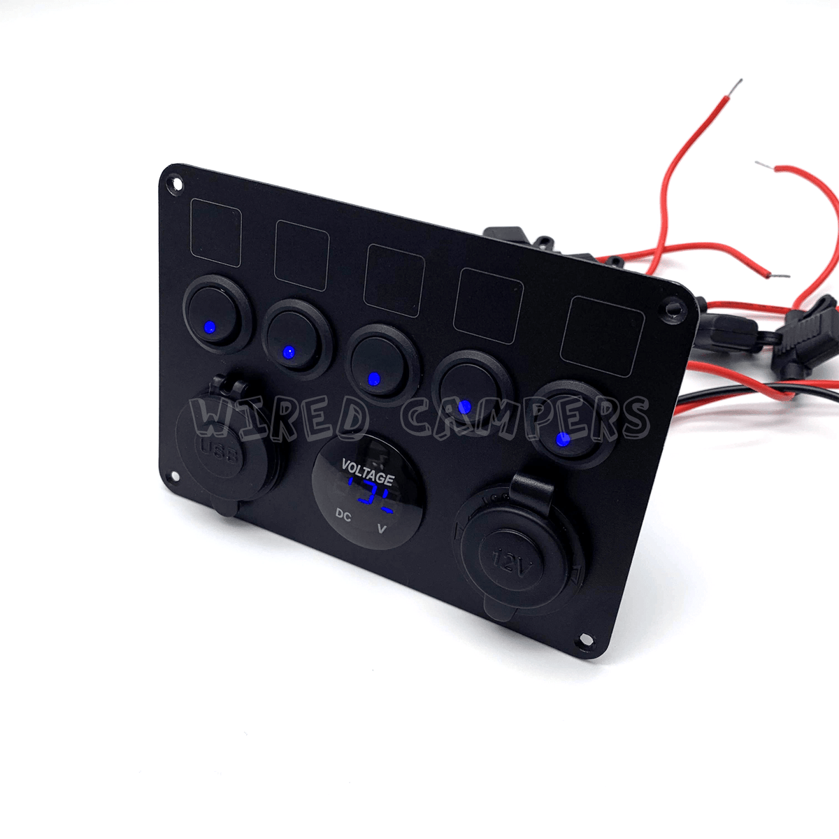 12V Camper Van 5 Gang Switched USB Main Control Panel