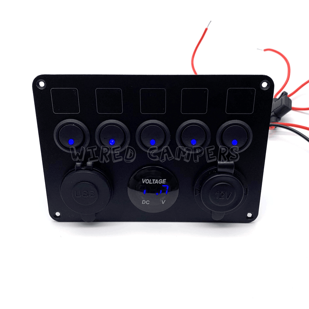 12V Camper Van 5 Way Switched USB/12V Port Control Panel