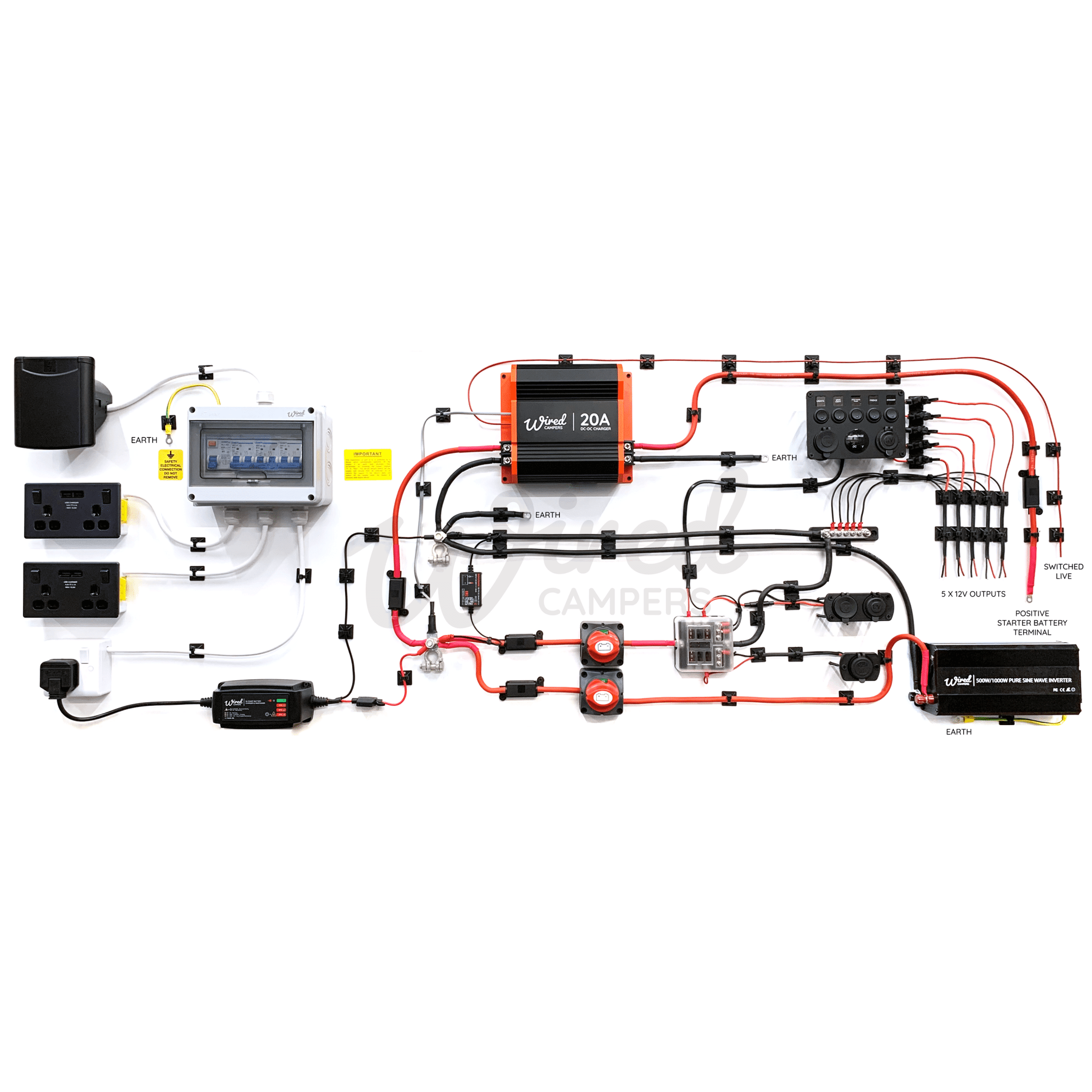 12V DC-DC & 240V & 500W Inverter Complete Camper Van Kit