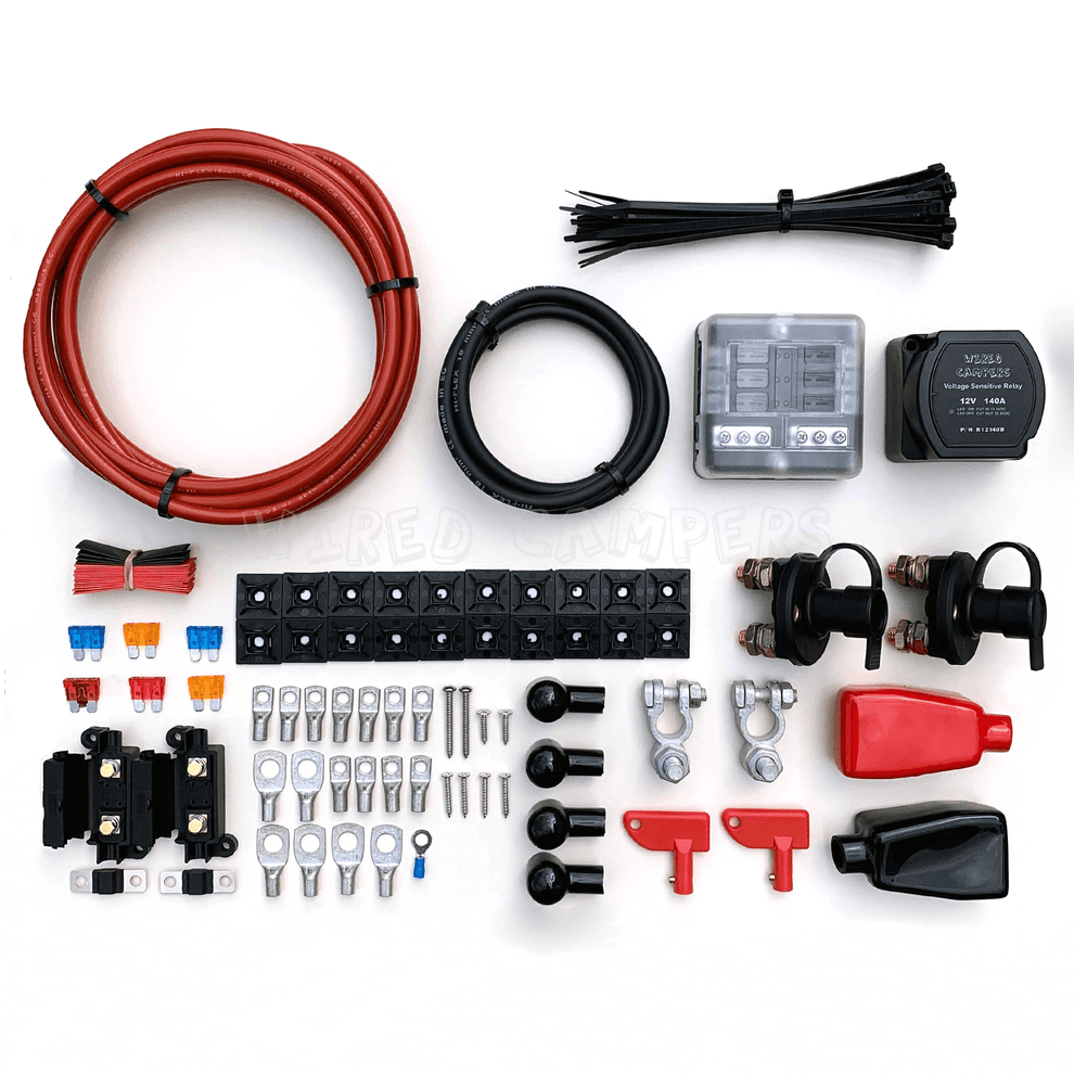Wired Campers 3M/5M/10M Voltage Sensitive Split Charge Kit W/ Fuse Box
