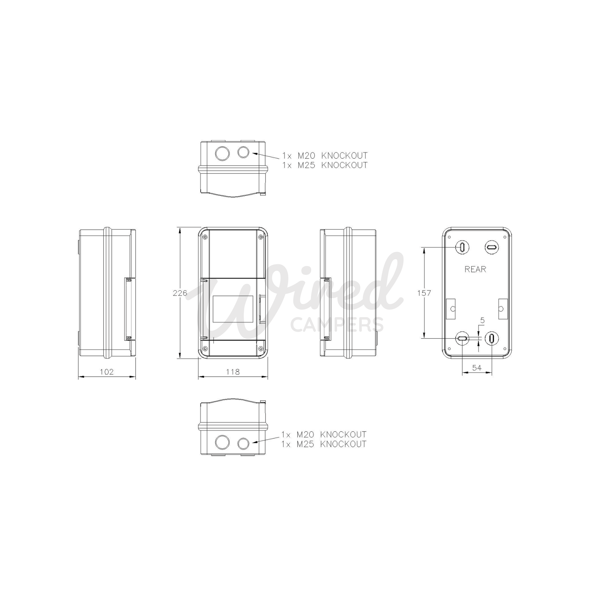 Lewden 4/55ENC 4 Module IP55 Consumer Unit Mains Enclosure