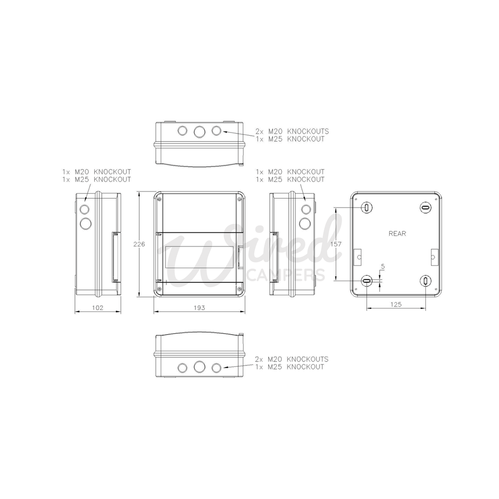 Lewden 8/55ENC 8 Module IP55 Consumer Unit Mains Enclosure