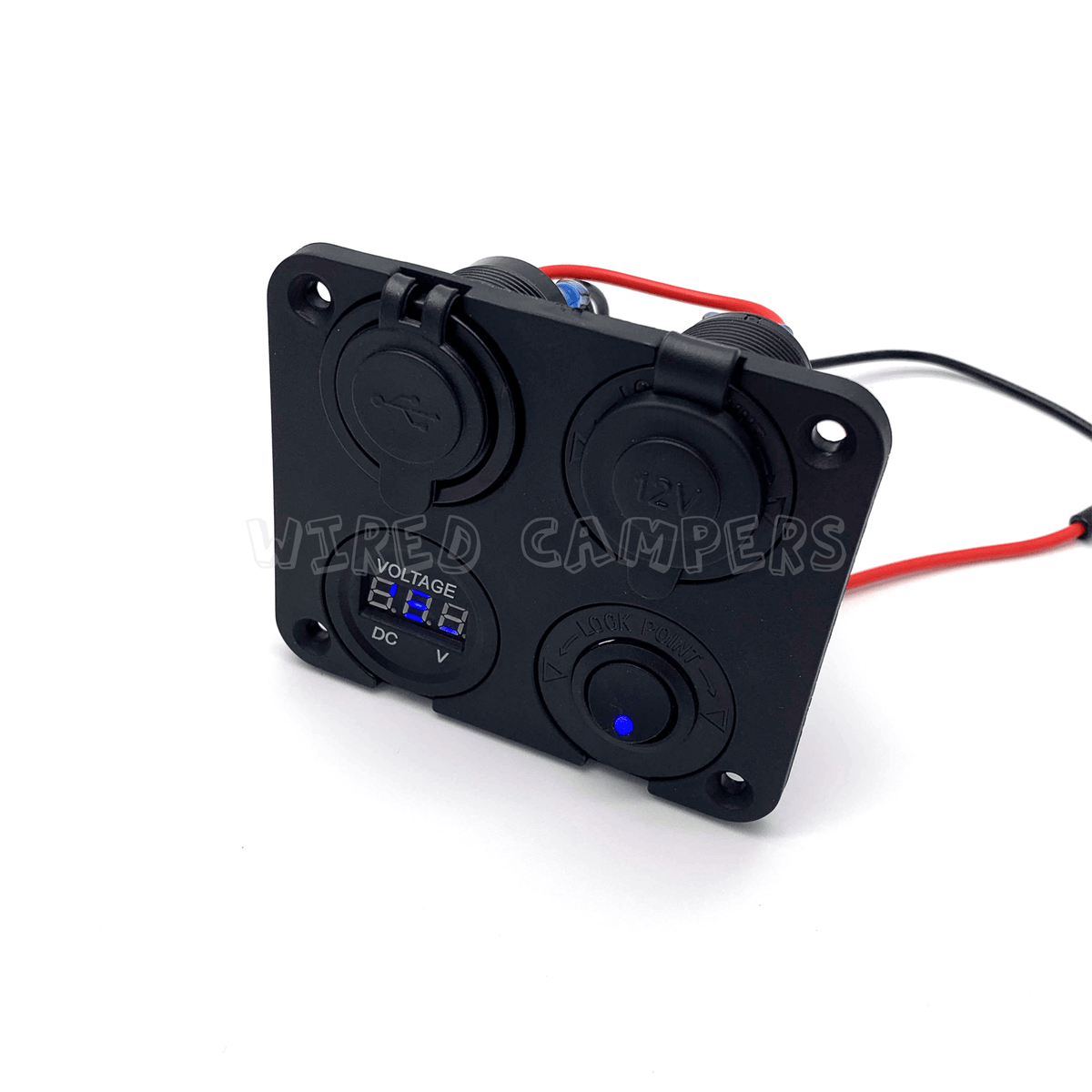12V Camper/Caravan Switched Panel - USB Voltmeter 12V Socket